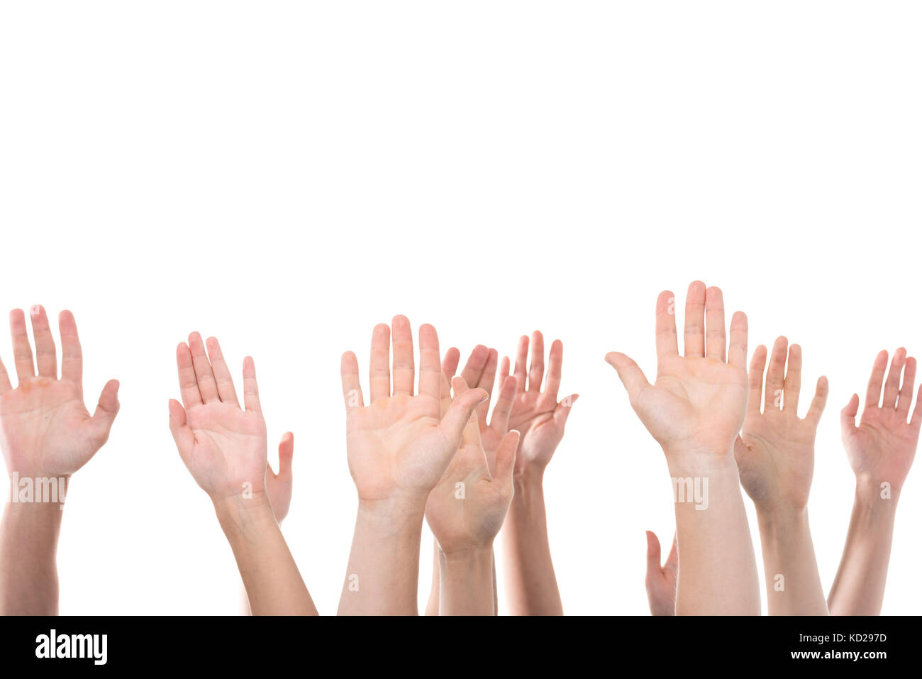 People raising hands hi-res stock photography and images - Alamy