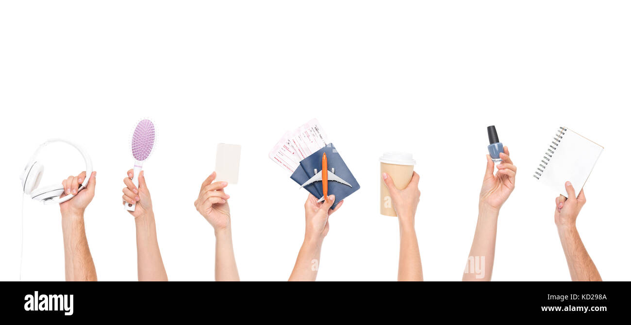 hands holding various objects Stock Photo - Alamy