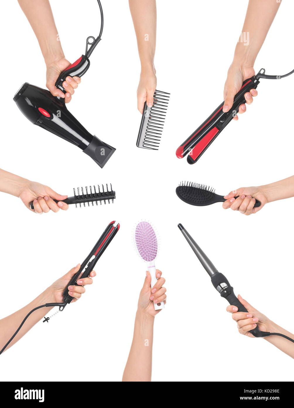 hands holding hairdressing tools Stock Photo - Alamy