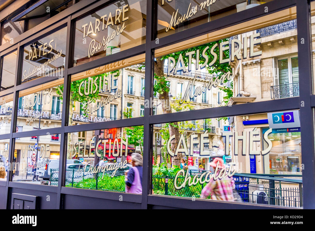 Paris cafe reflective window Stock Photo - Alamy