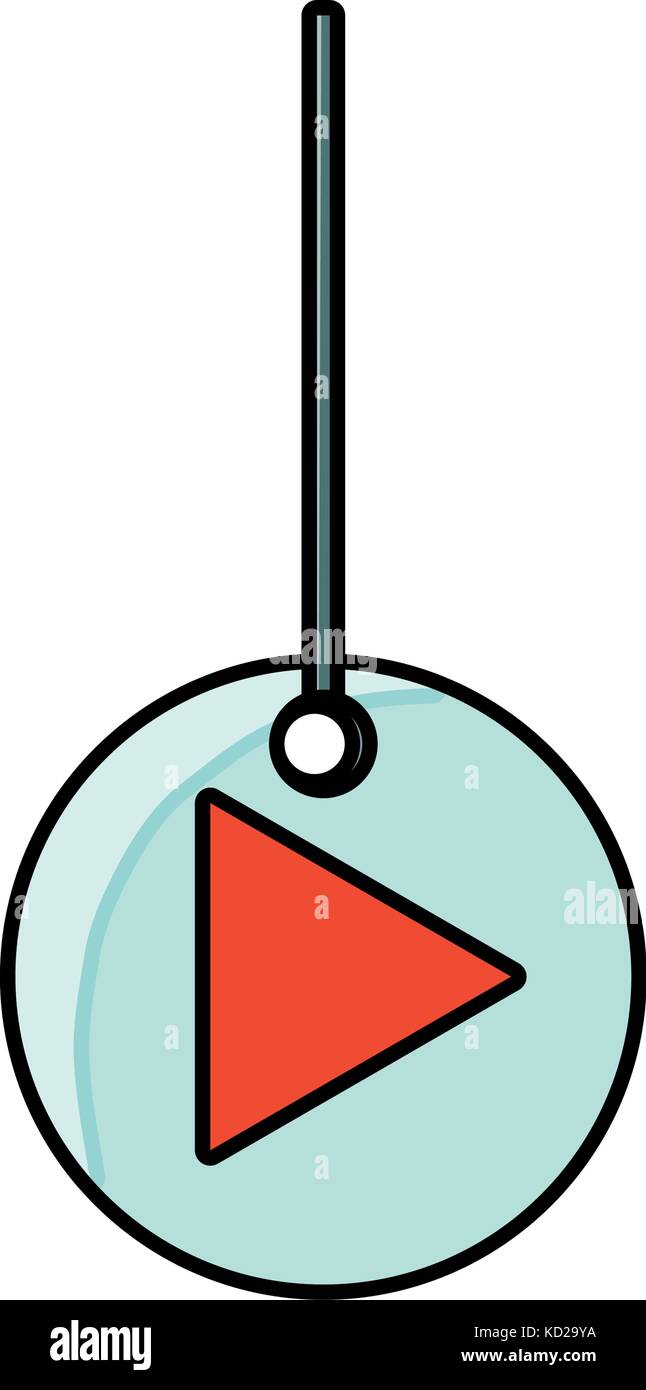 play button hanging icon over white background vector illustration ...
