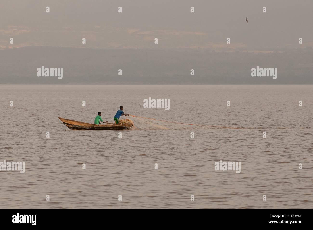 Fishermen in Langano lake Stock Photo - Alamy