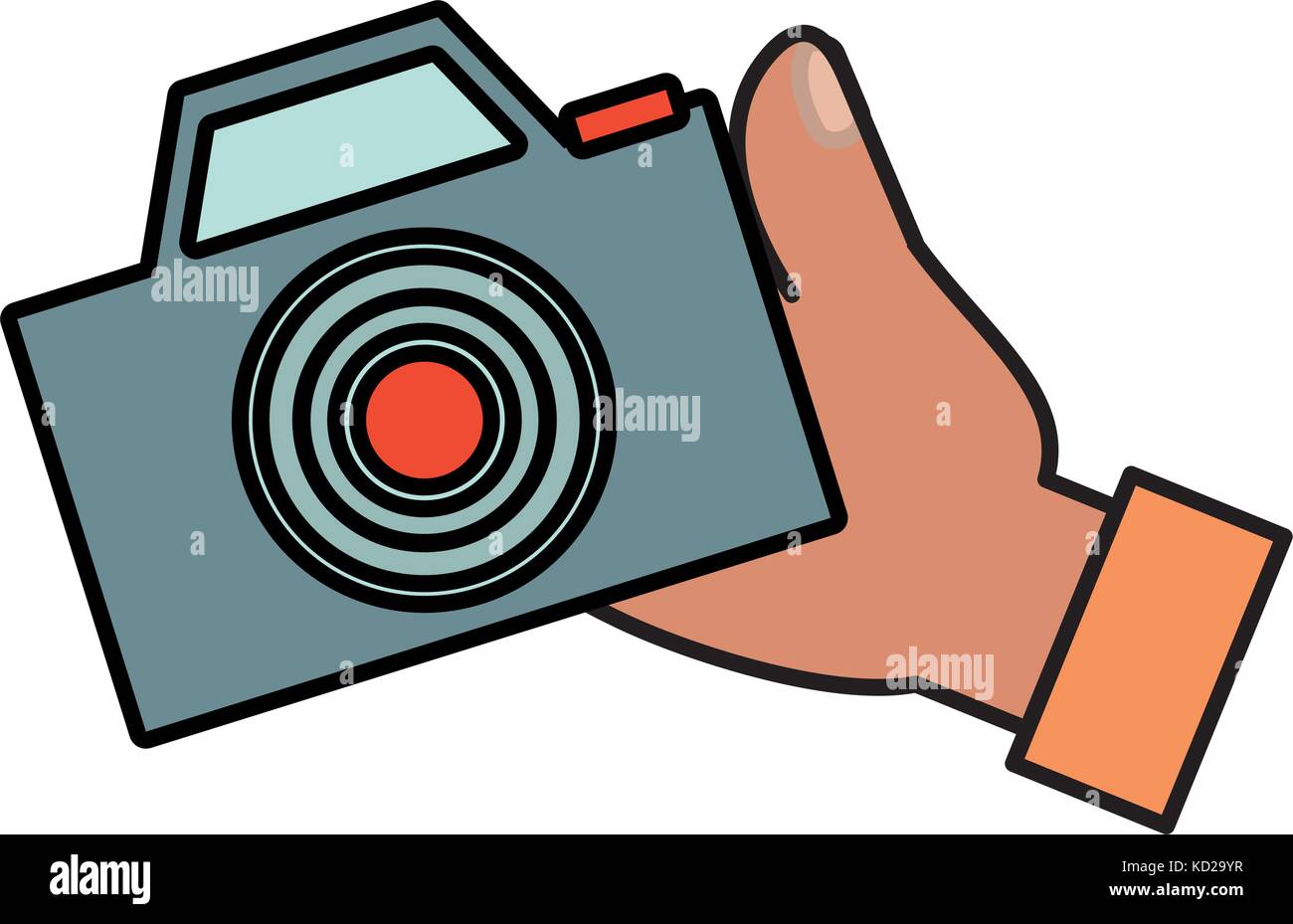 hand holding a camera icon over white background vector illustration ...