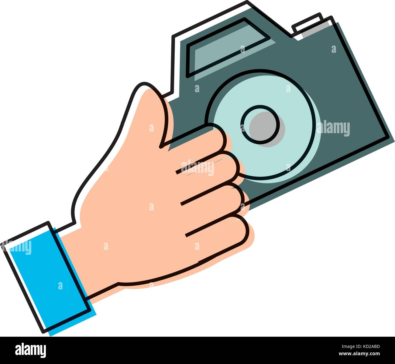 hand holding a camera icon over white background vector illustration ...
