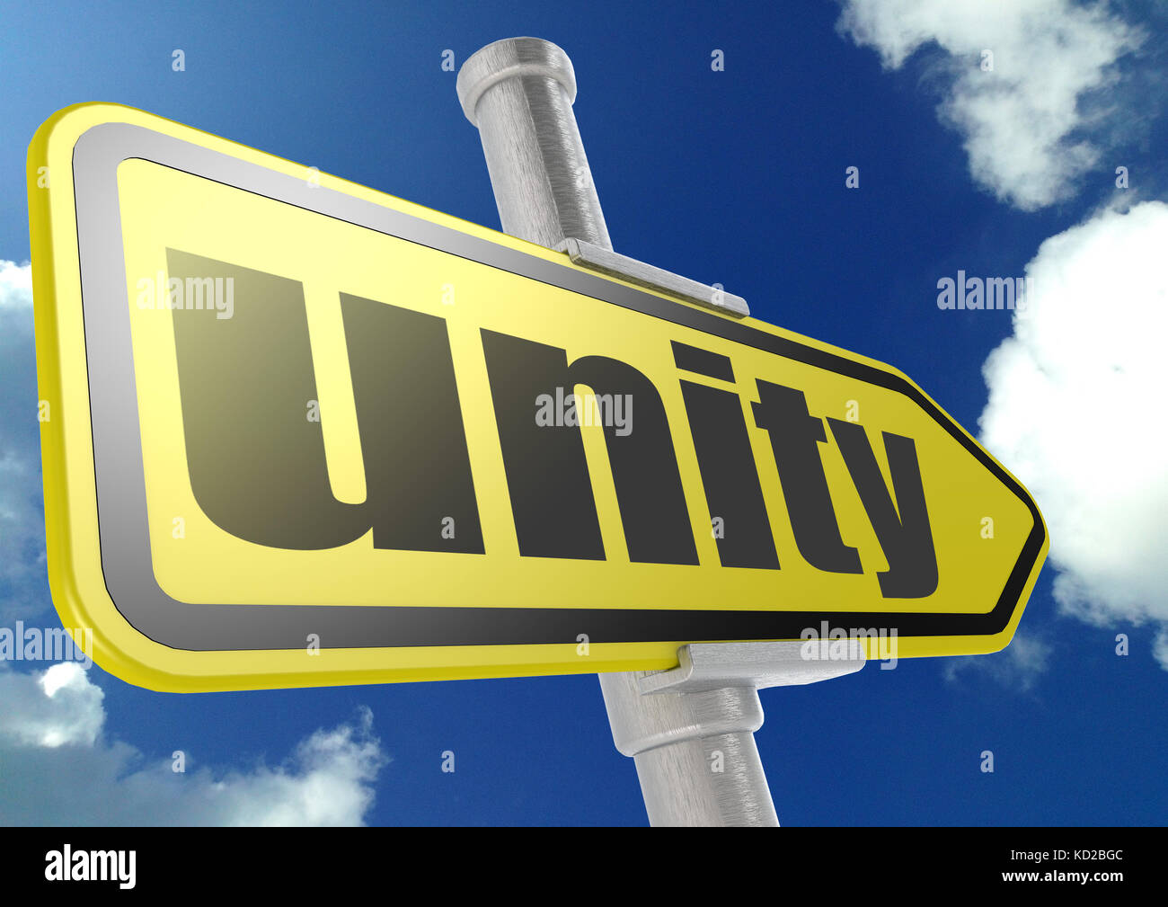 Yellow road sign with unity word under blue sky image with hi-res ...