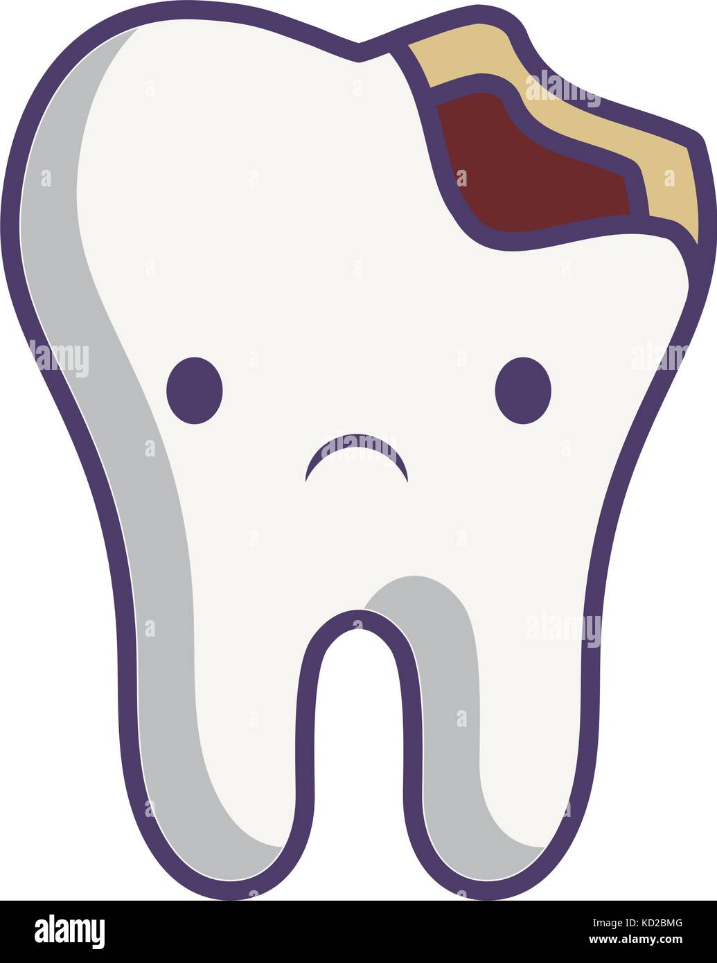 kawaii broken tooth icon over white background vector illustration ...