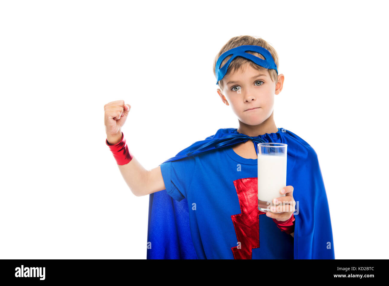 superhero boy with glass of milk Stock Photo - Alamy