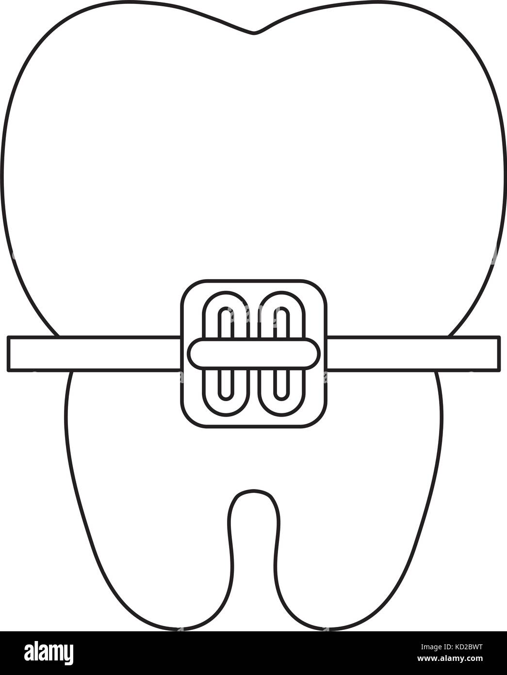 tooth with bracket icon over white background vector illustration Stock ...