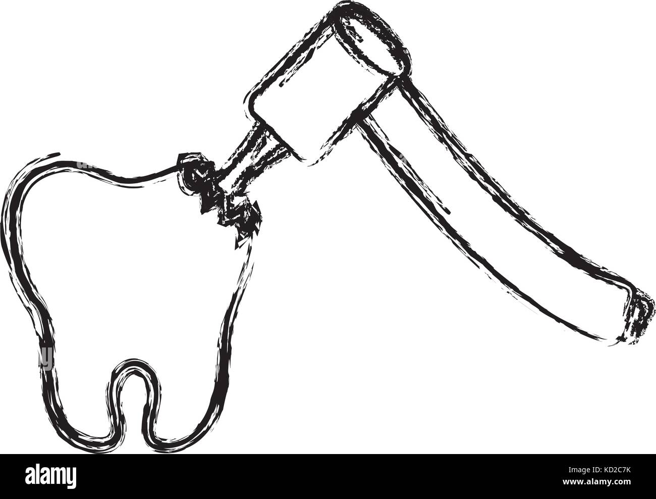 broken tooth and dental tool icon over white background vector ...