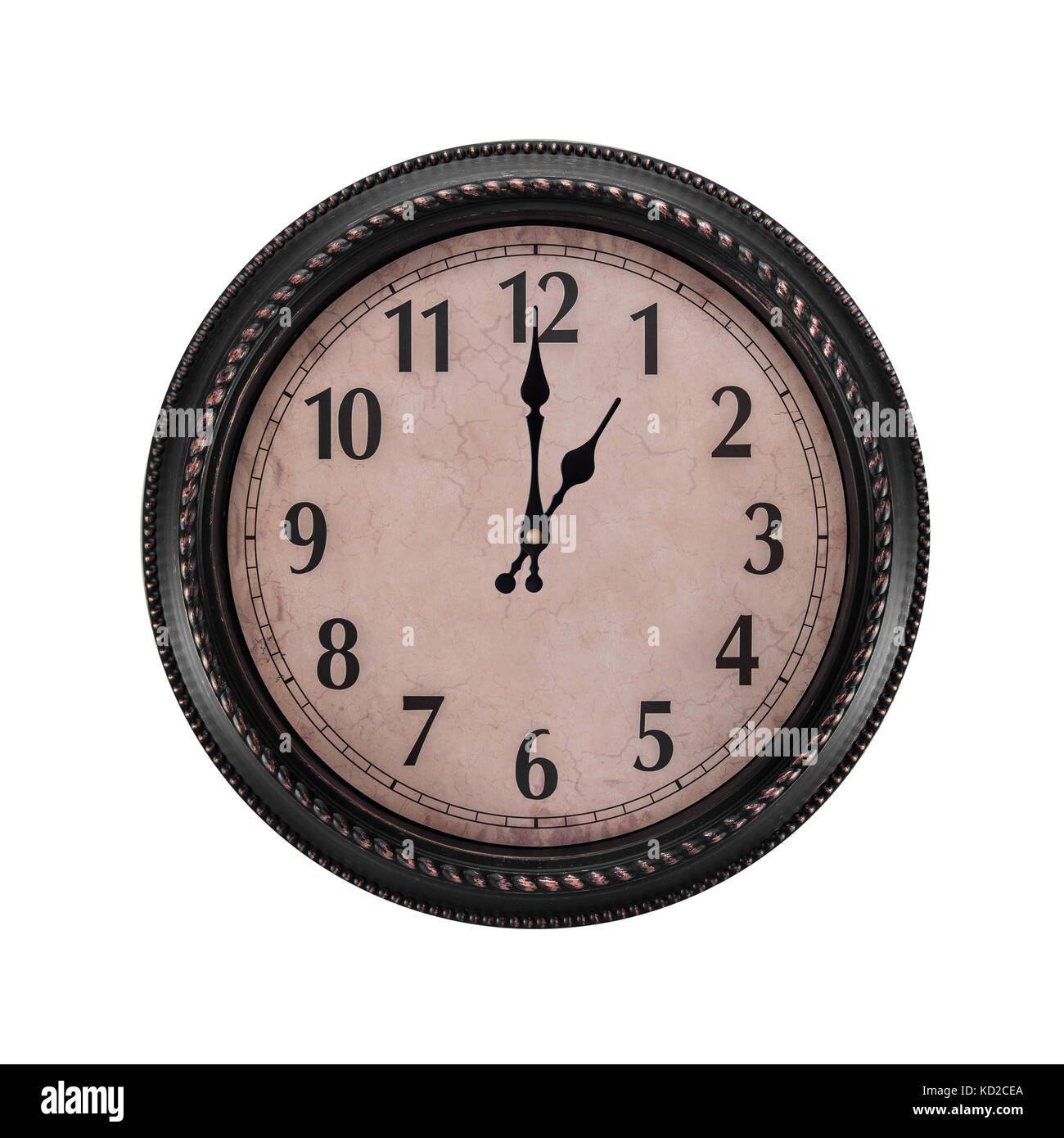 Ancient wall clock on a white background Stock Photo - Alamy
