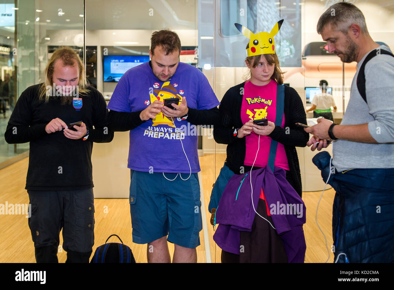 Denmark, Copenhagen – October 7, 2017. People in all ages hunt Pokémons ...