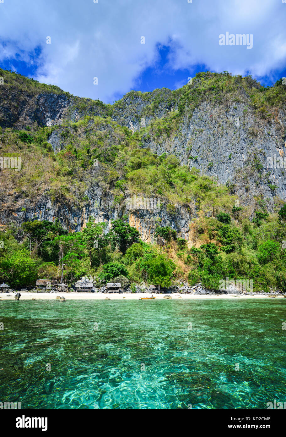 White beach on Coron Island, Philippines. Coron is known for several ...