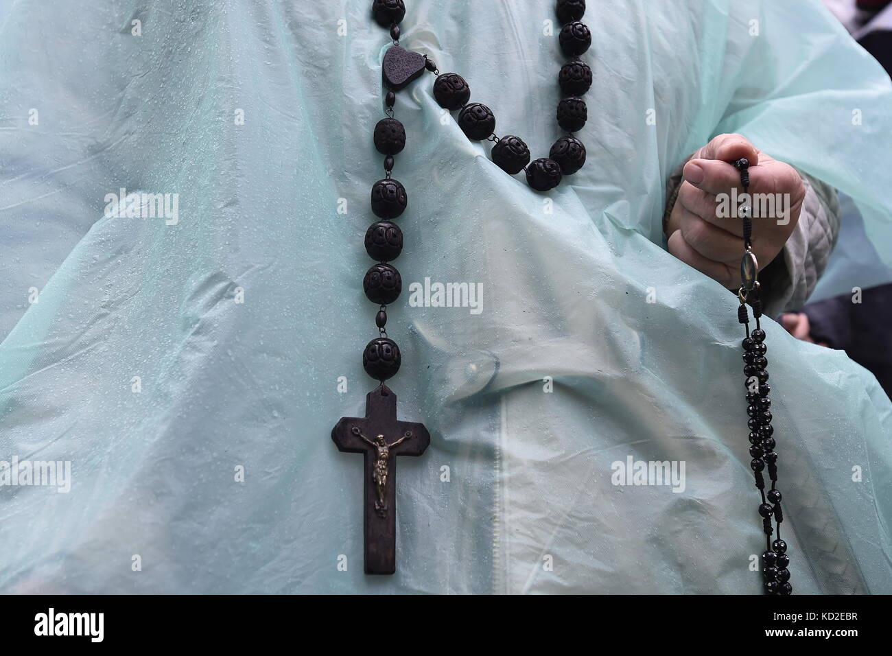 Hundreds of Polish pilgrims pray during the procession at the Polish ...