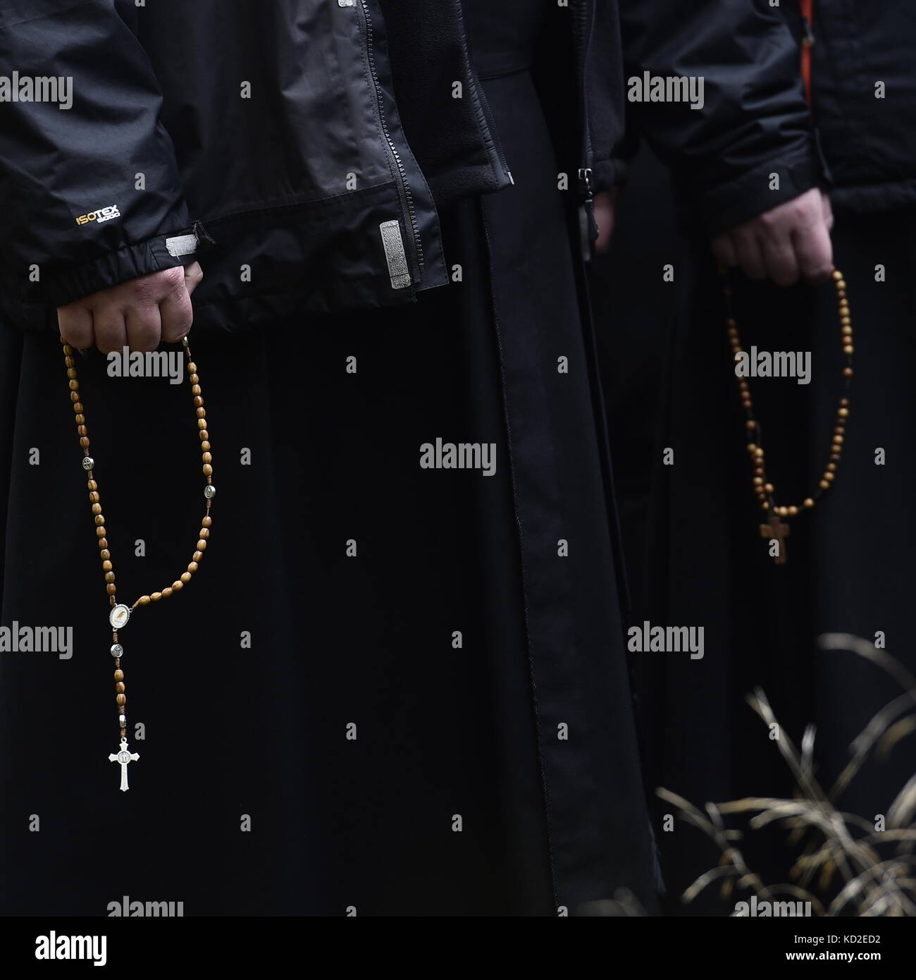 Hundreds of Polish pilgrims pray during the procession at the Polish ...