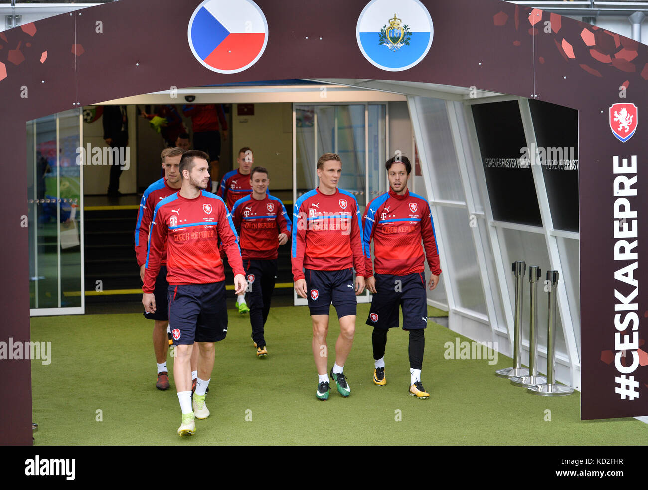 Pilsen, Czech Republic. 07th Oct, 2017. Soccer players of Czech ...