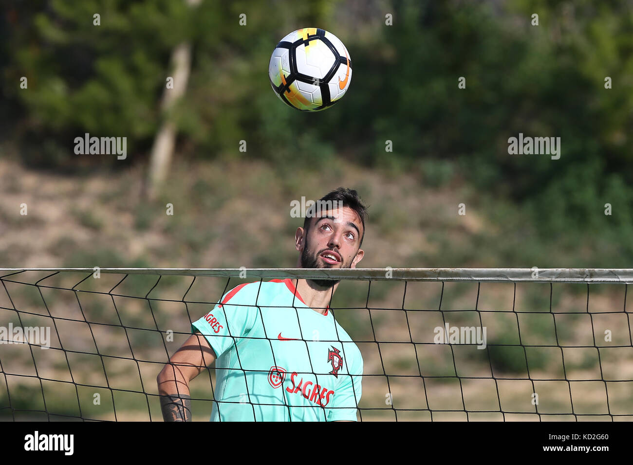 Oeiras, Portugal. 9th Oct 2017. Portugal's midfielder Bruno Fernandes ...