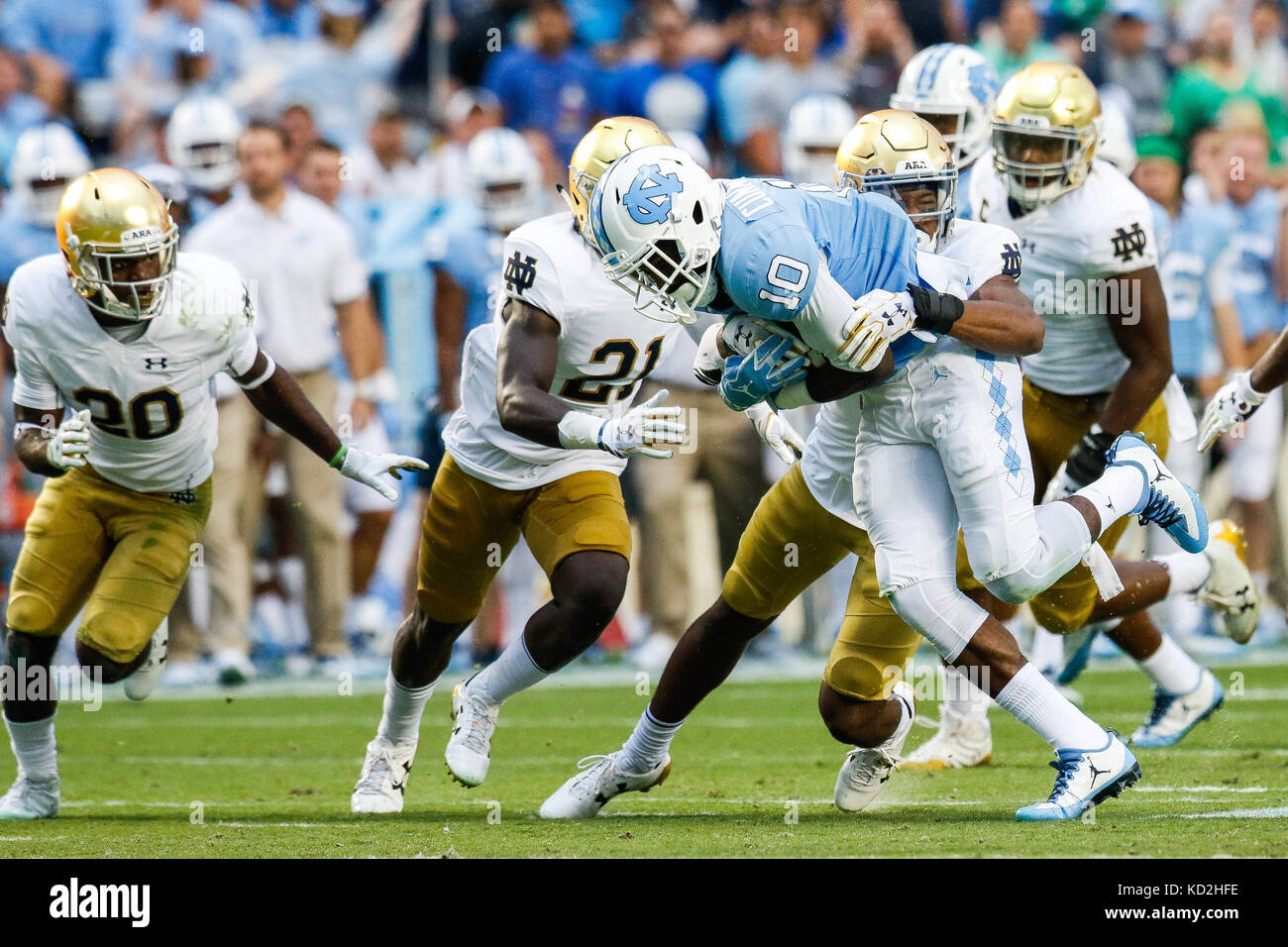 Chapel Hill, NC, USA. 7th Oct, 2017. Jordan Cunningham (10) of the ...