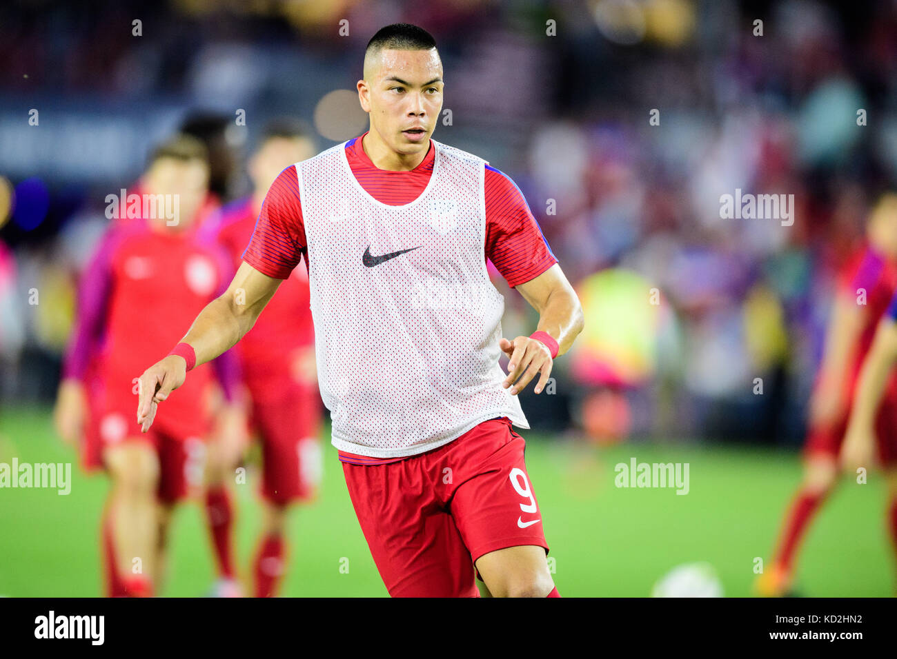 United States Forward Bobby Wood (9) warms up before the Men's ...