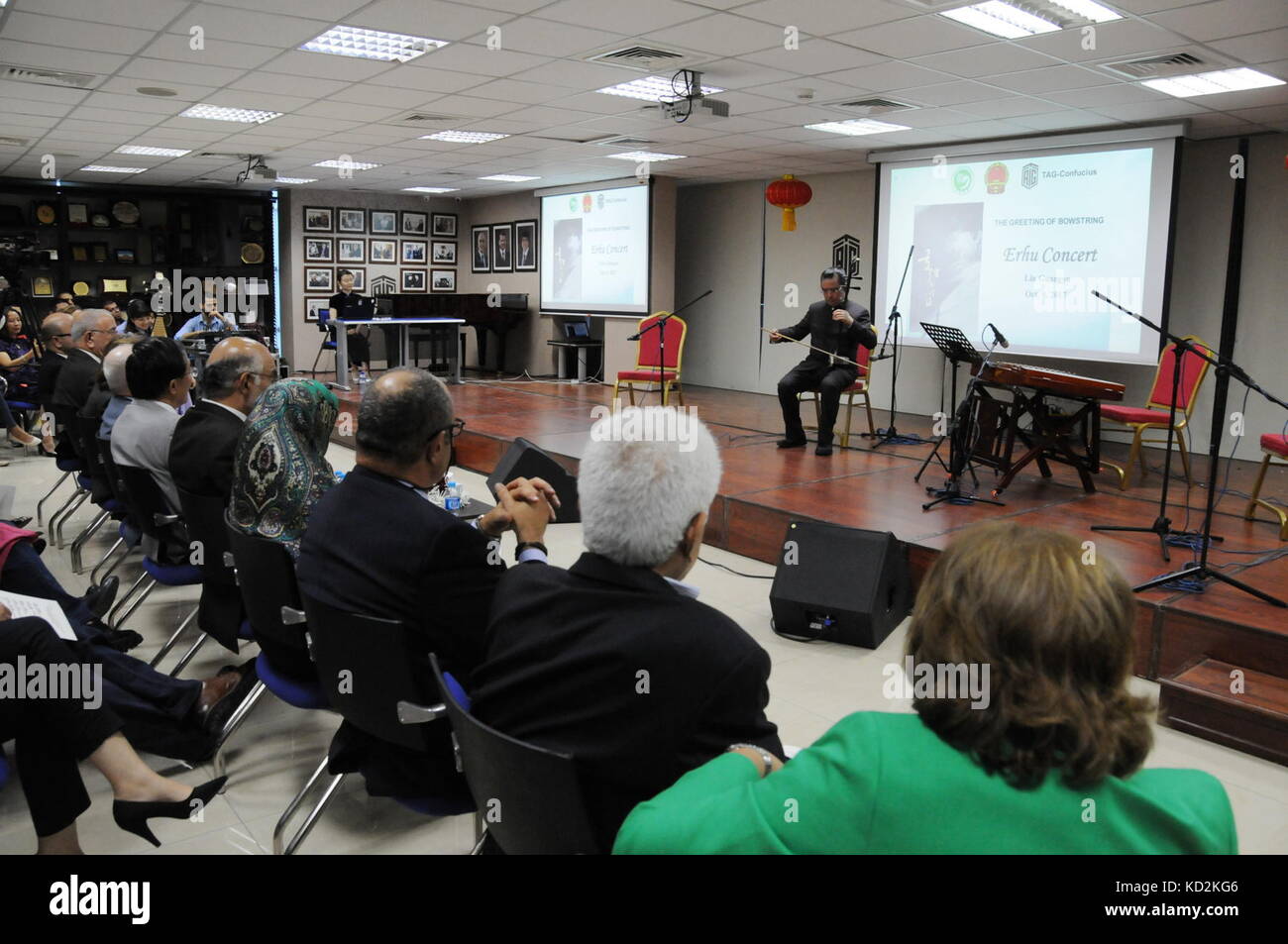 Amman, Jordan. 9th Oct, 2017. Chinese musician Liu Guangyu performs ...