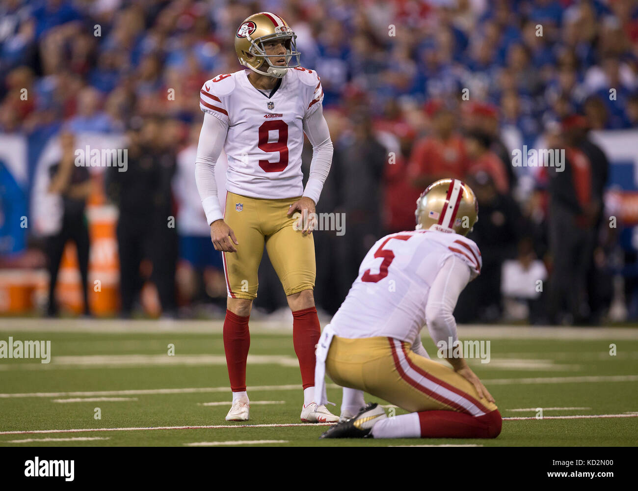 Indianapolis, Indiana, USA. 08th Oct, 2017. San Francisco 49ers kicker ...