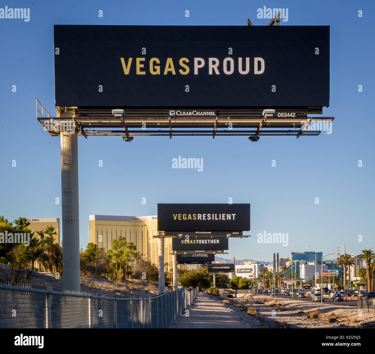 Las Vegas, NV, USA. 9th Oct, 2017. Signage on the Las vegas Strip ...