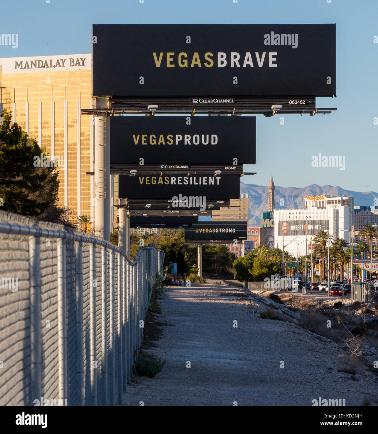 Las Vegas, NV, USA. 9th Oct, 2017. Signage on the Las vegas Strip ...
