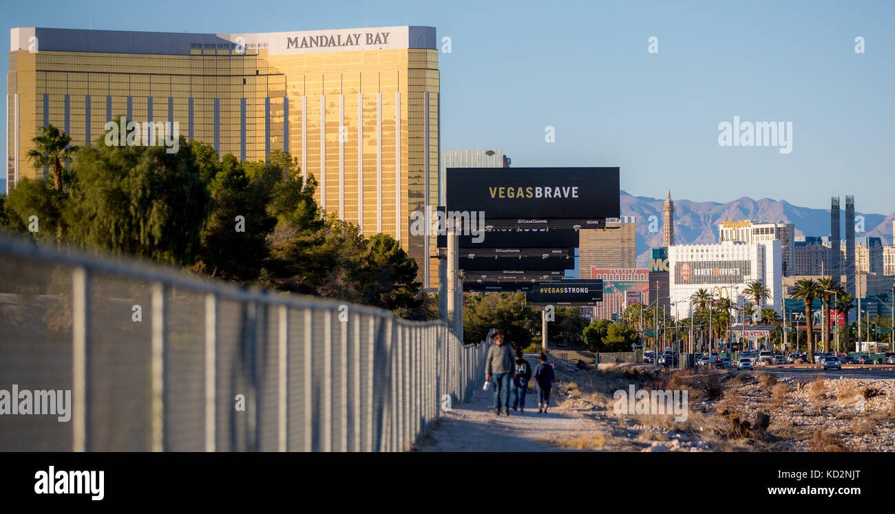 Las Vegas, NV, USA. 9th Oct, 2017. Signage on the Las vegas Strip ...