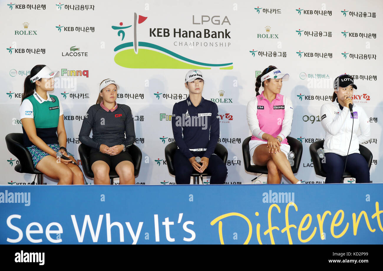 10th Oct, 2017. LPGA event due Five of the players competing at the LPGA KEB Hana Bank ...