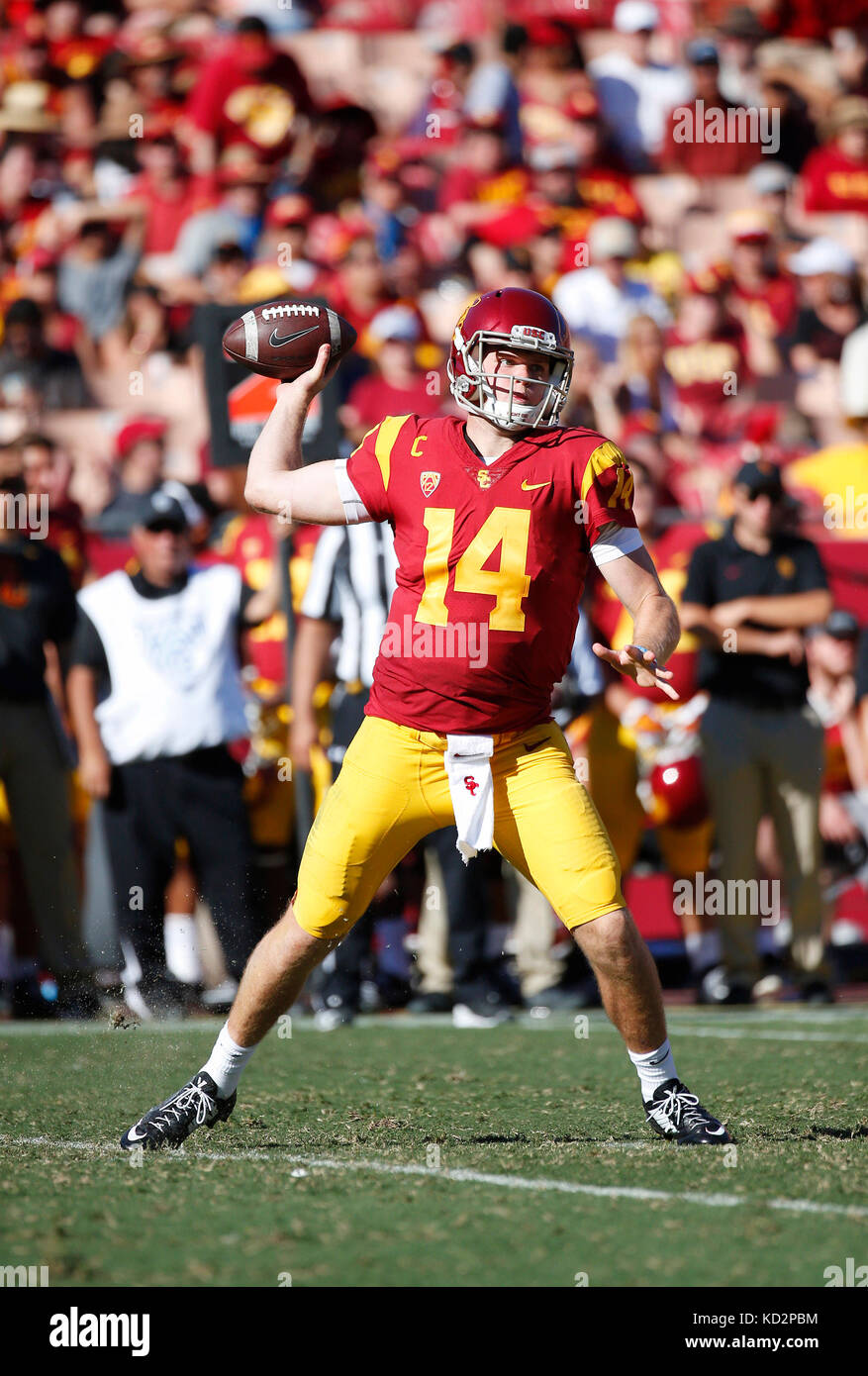 October 7, 2017 USC Trojans quarterback Sam Darnold #14 throws a pass ...