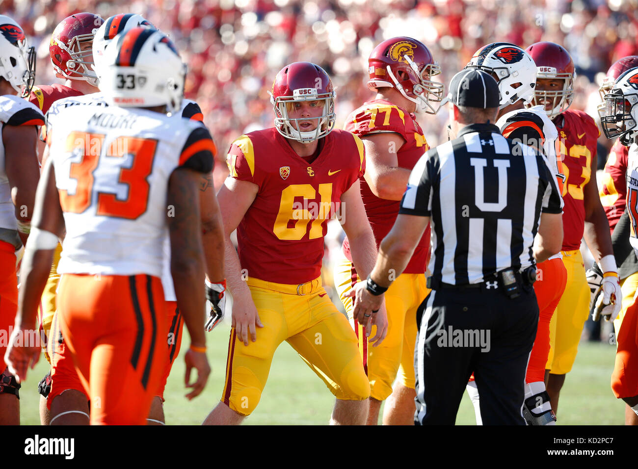 October 7, 2017 USC Trojans long snapper Jake Olson #61 in action ...