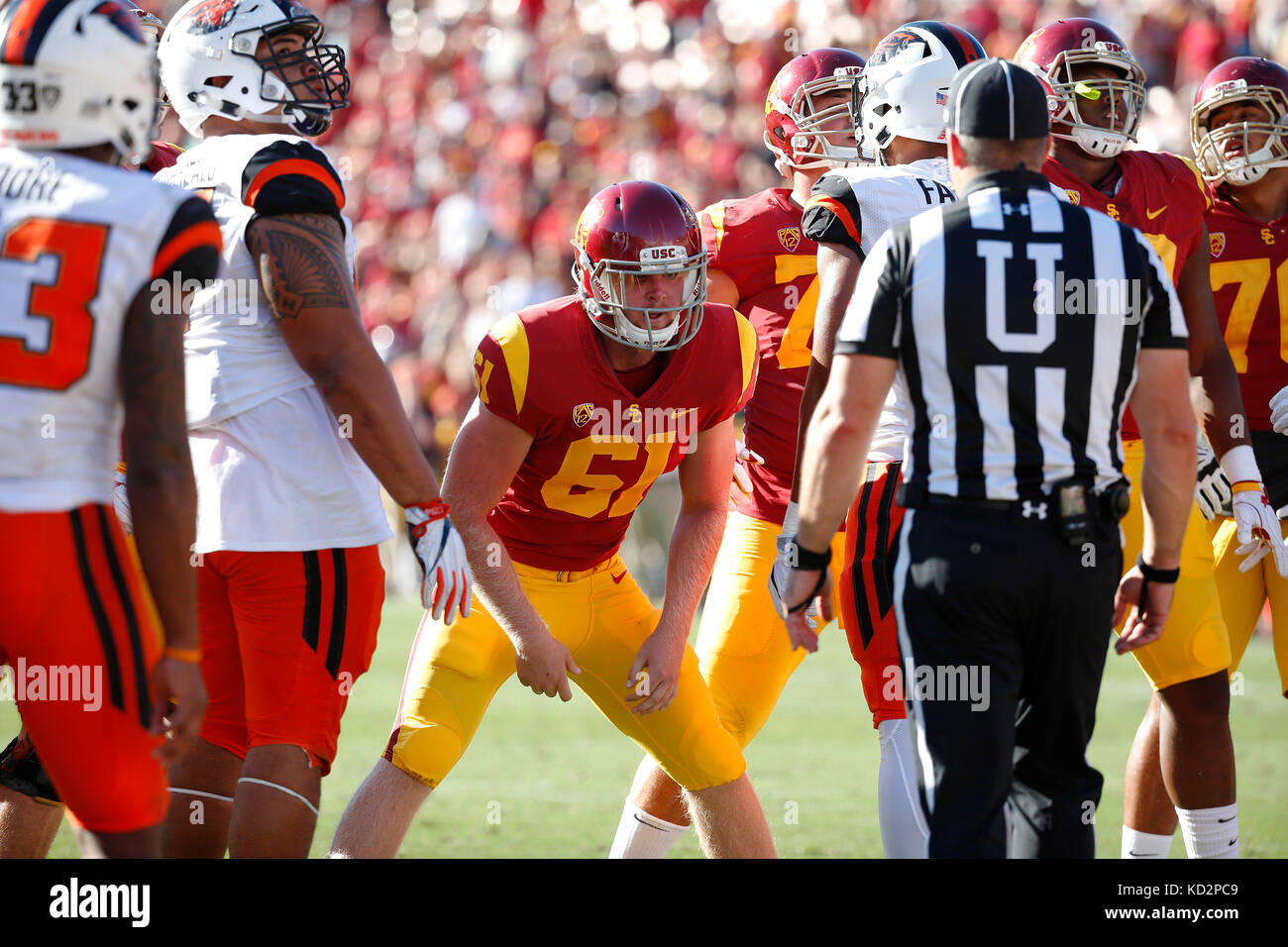 October 7, 2017 USC Trojans long snapper Jake Olson #61 in action ...