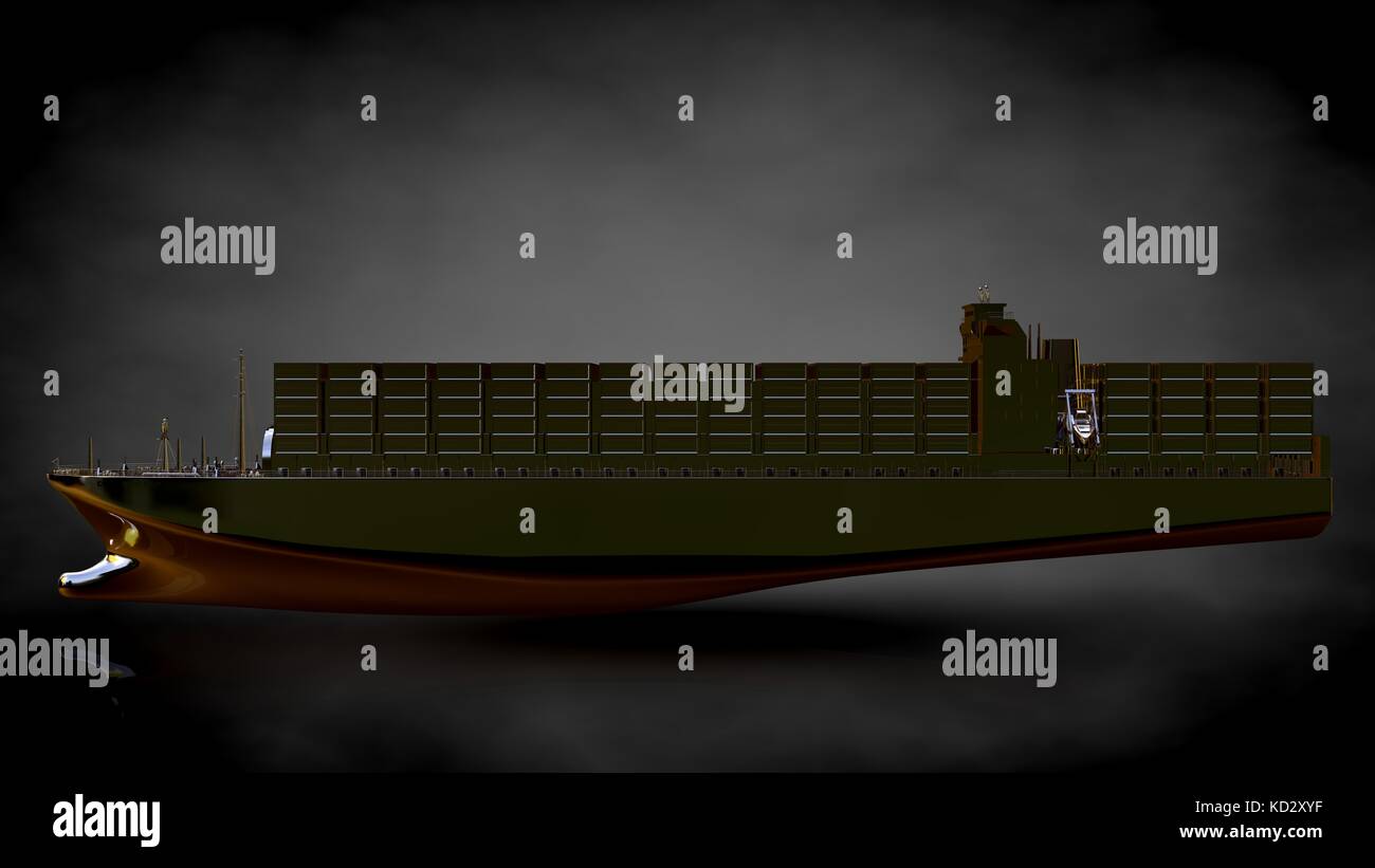 3d rendering of a golden ship on a dark background Stock Photo - Alamy