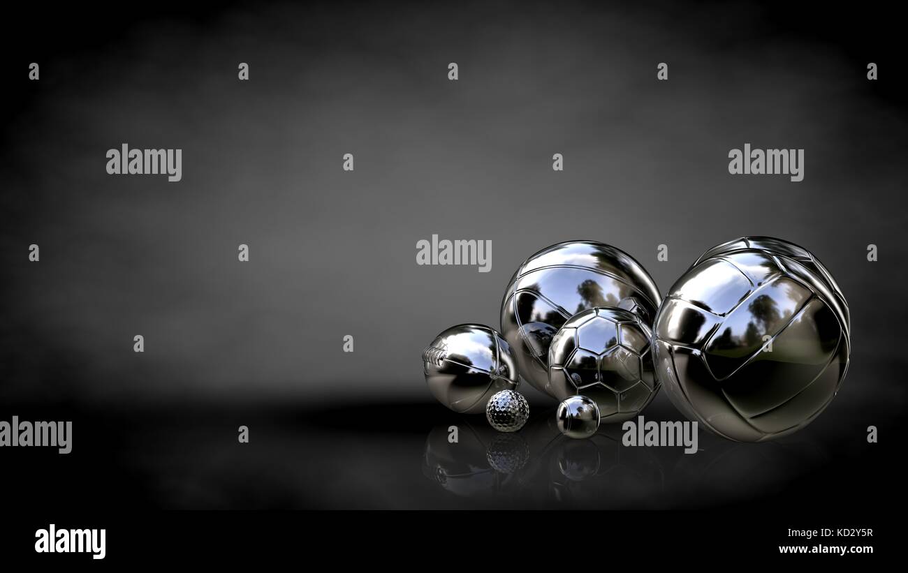 3d rendering of a metalic reflective balls on a dark background Stock ...