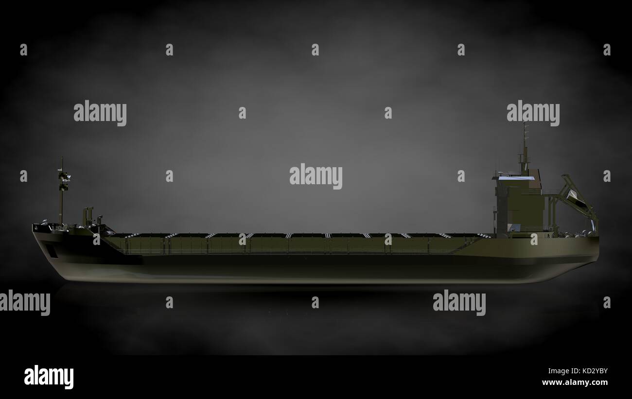 3d rendering of a metalic reflective ship on a dark background Stock ...