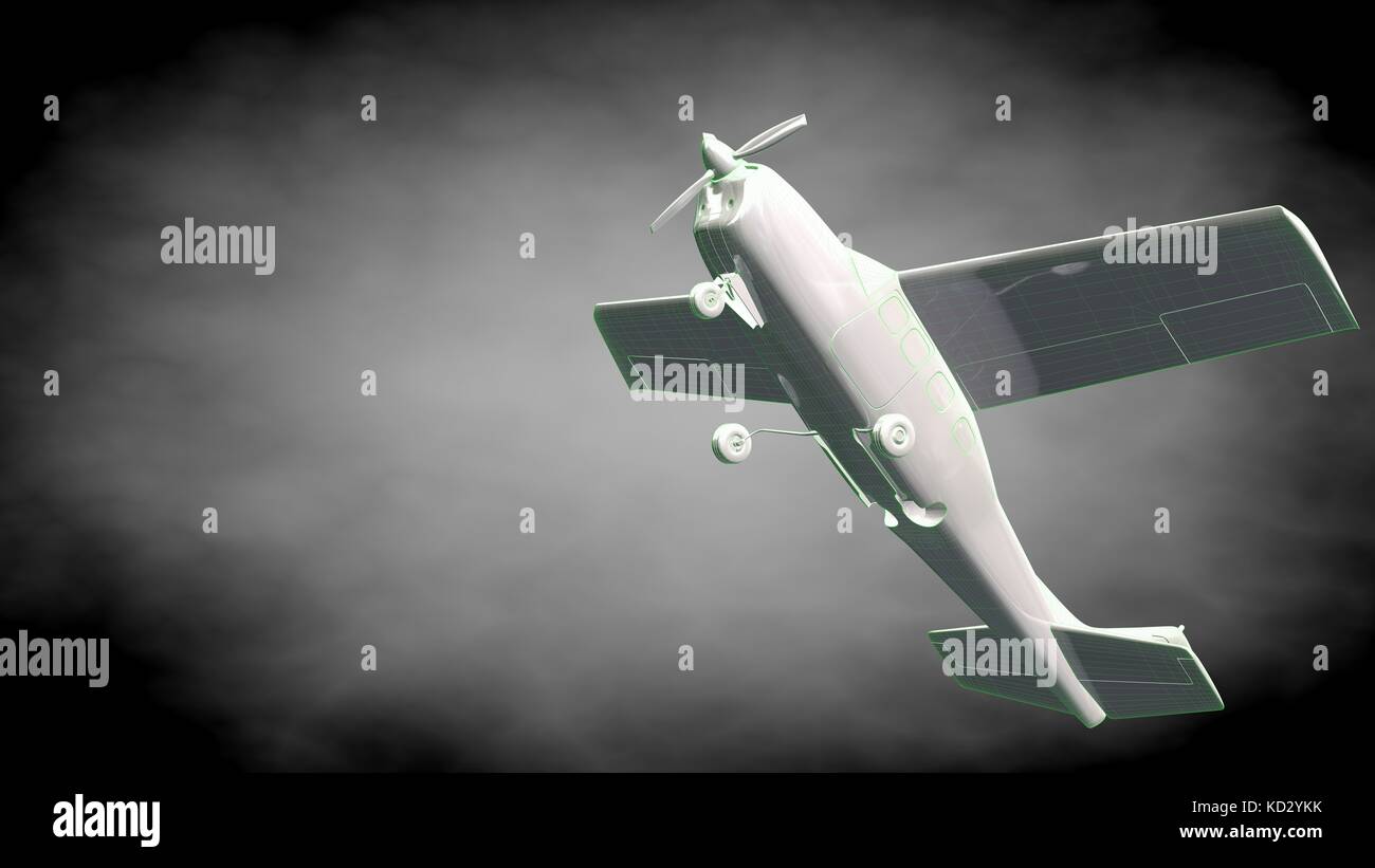 3d rendering of a reflective airplane with green outlined lines as ...