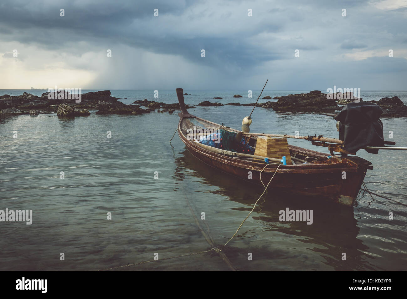 Thailand wooden fishing boat on Lanta island Stock Photo - Alamy