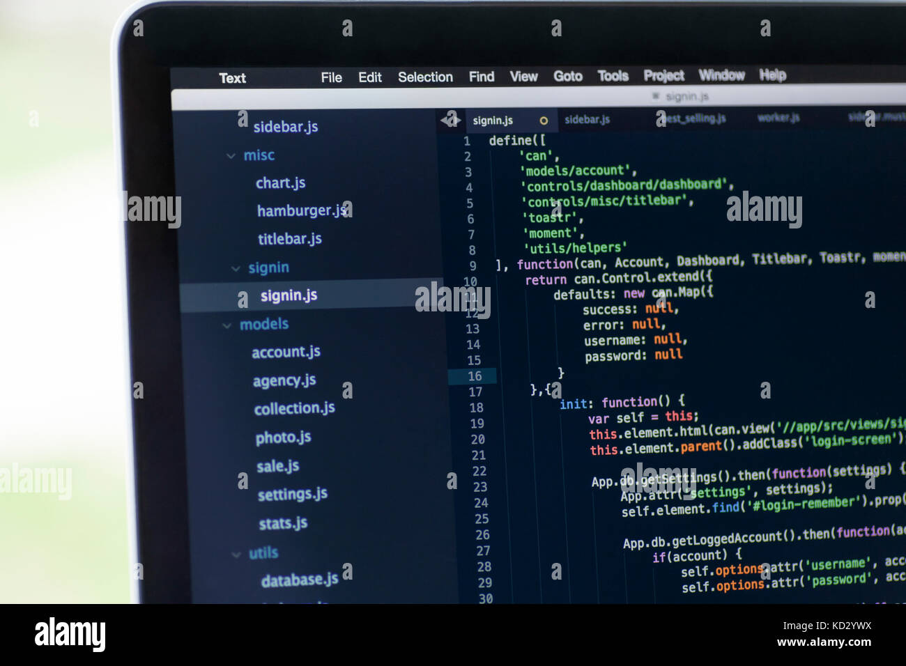 Code Syntax On A Computer Screen Stock Photo - Alamy