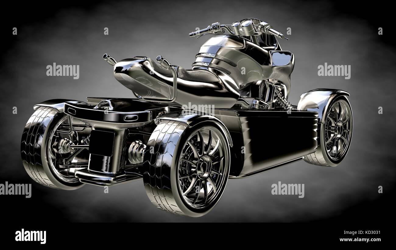 3d rendering of a metalic reflective motor on a dark background Stock ...