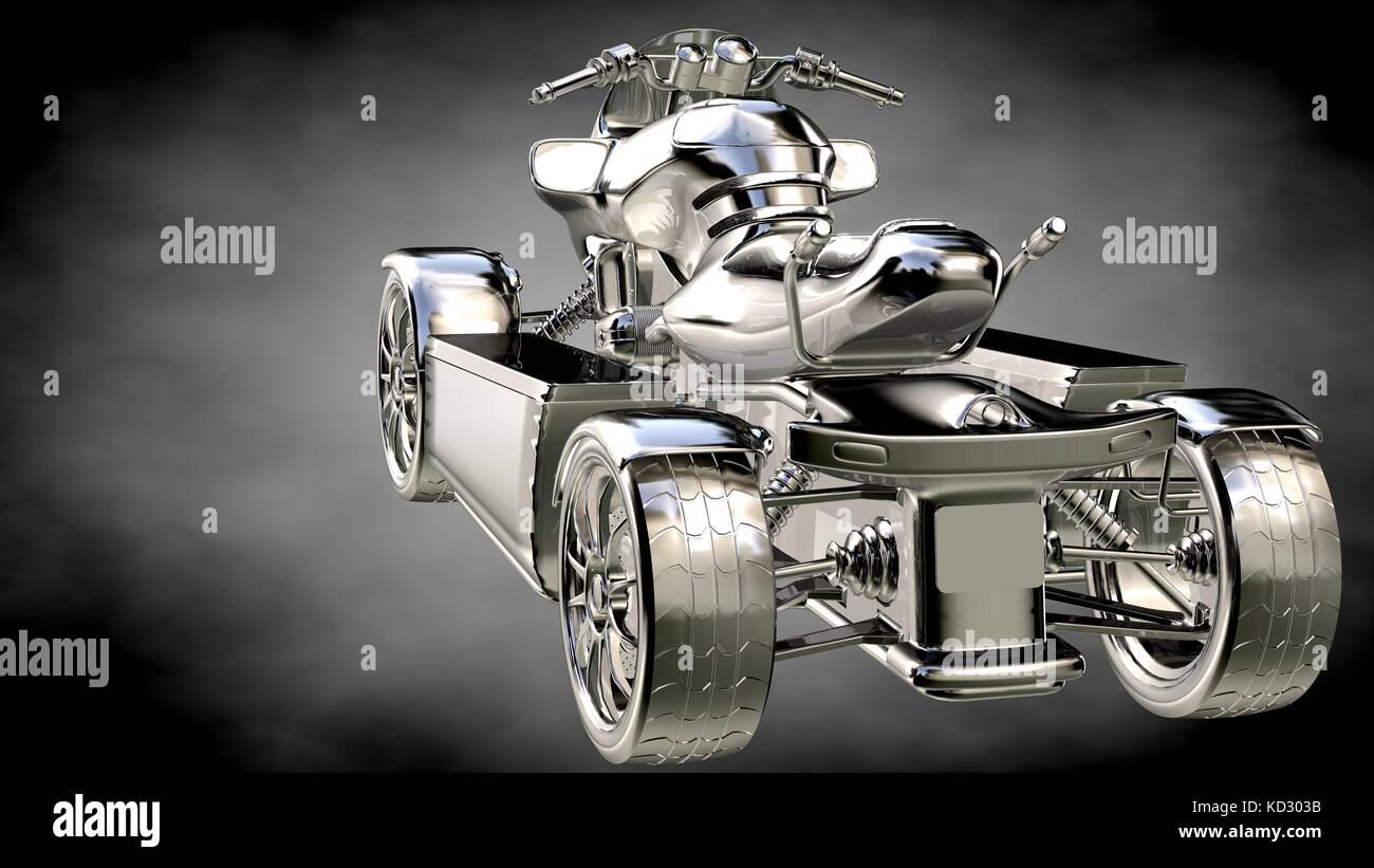 3d rendering of a metalic reflective motor on a dark background Stock ...