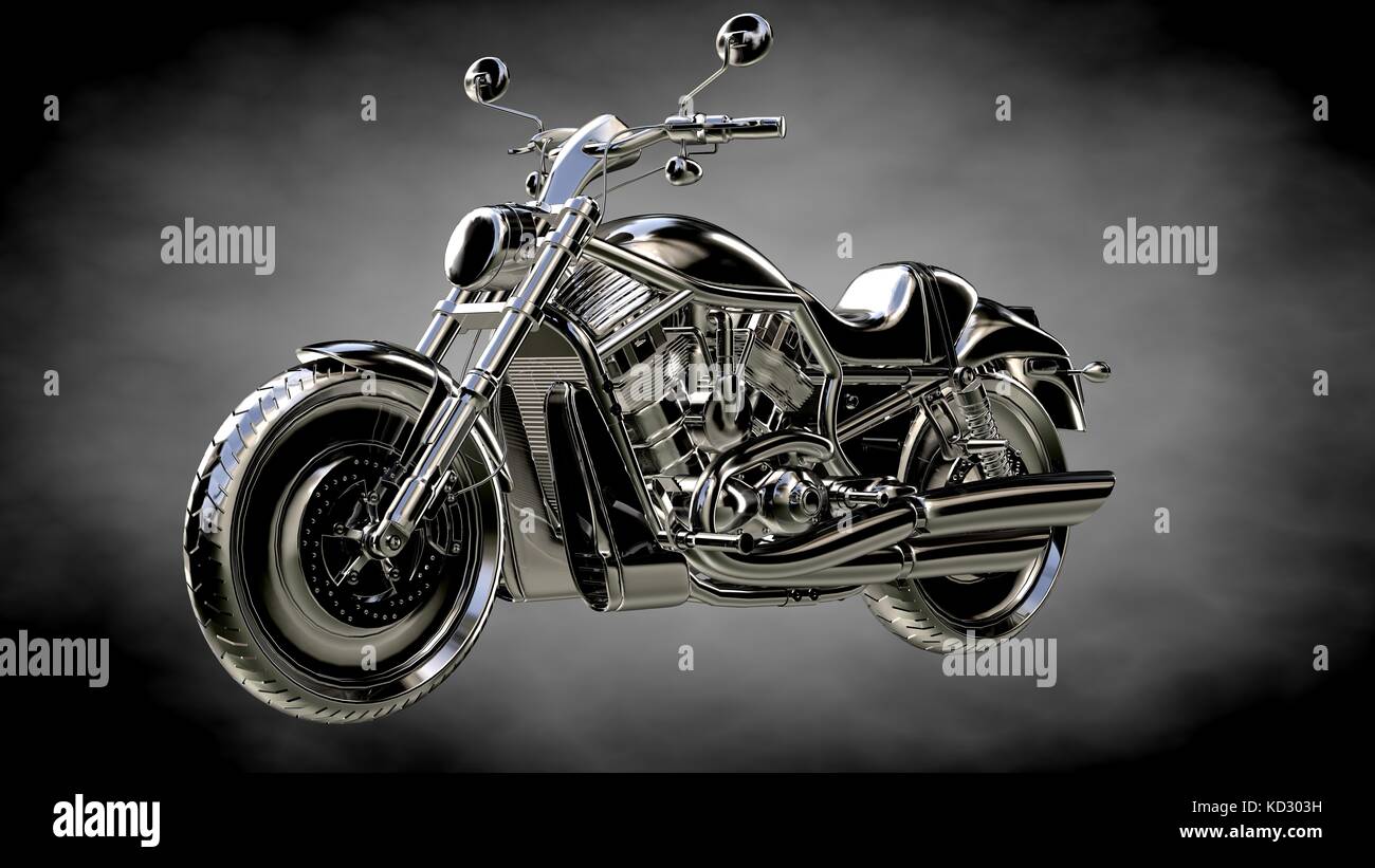 3d rendering of a metalic reflective motor on a dark background Stock ...