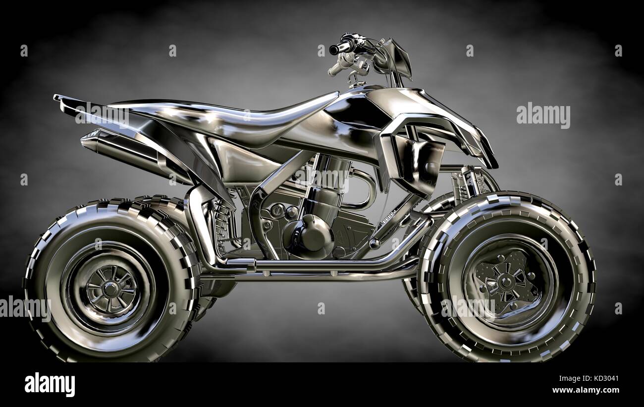 3d rendering of a metalic reflective motor on a dark background Stock ...