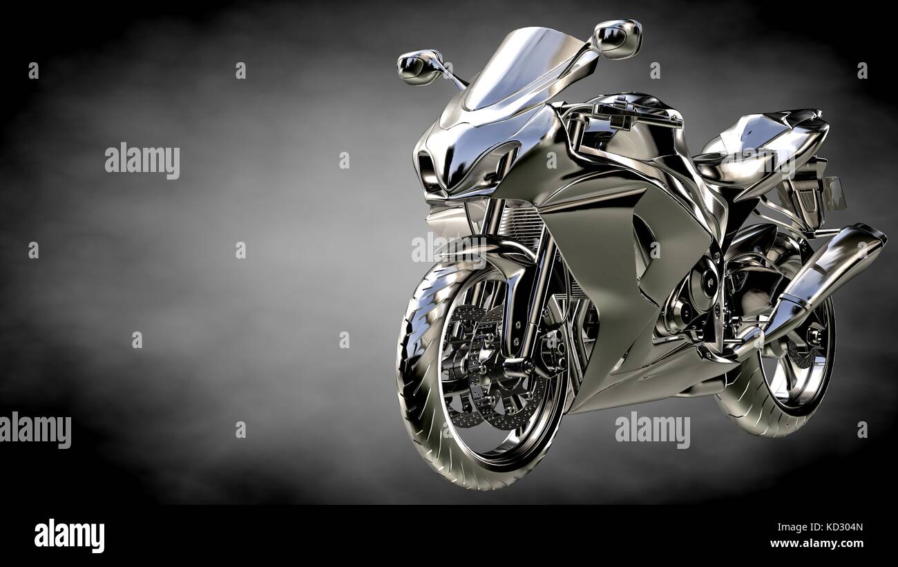 3d rendering of a metalic reflective motor on a dark background Stock ...