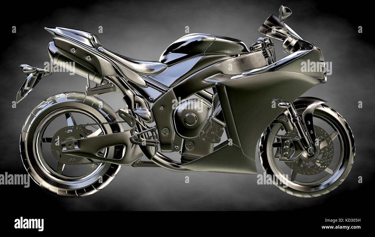 3d rendering of a metalic reflective motor on a dark background Stock ...