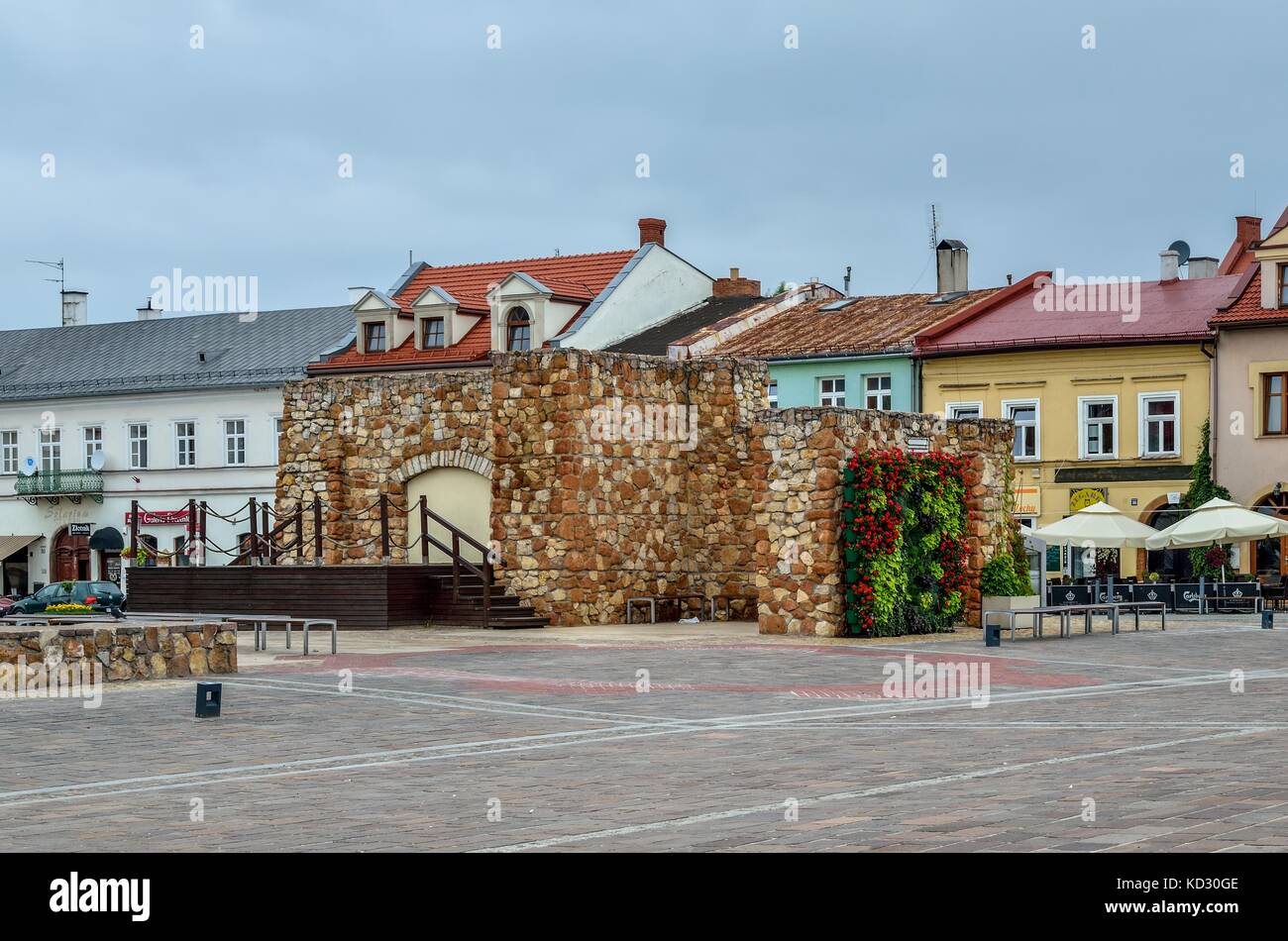 OLKUSZ, POLAND - AUGUST 13, 2017: Beautiful marketplace in Olkusz Town ...