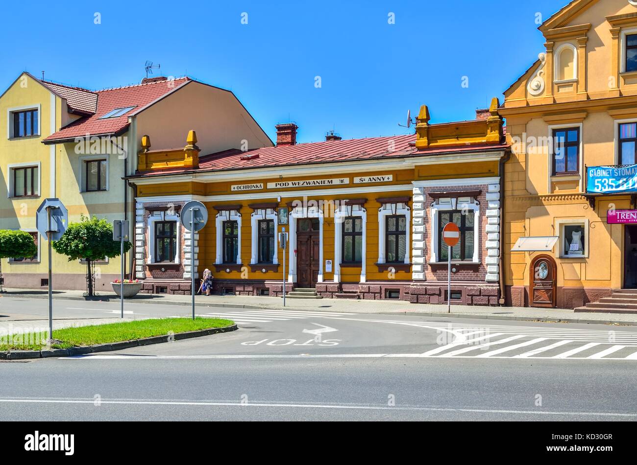 WILAMOWICE, POLAND - AUGUST 5, 2017: Market in the small beautiful town ...