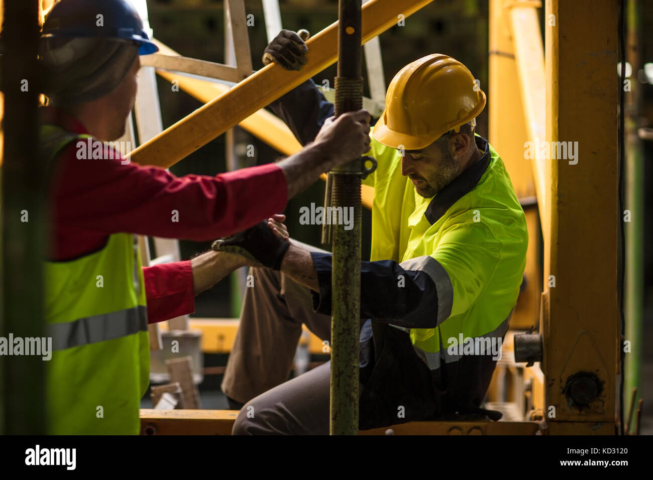 Construction worker on building site Stock Photo - Alamy