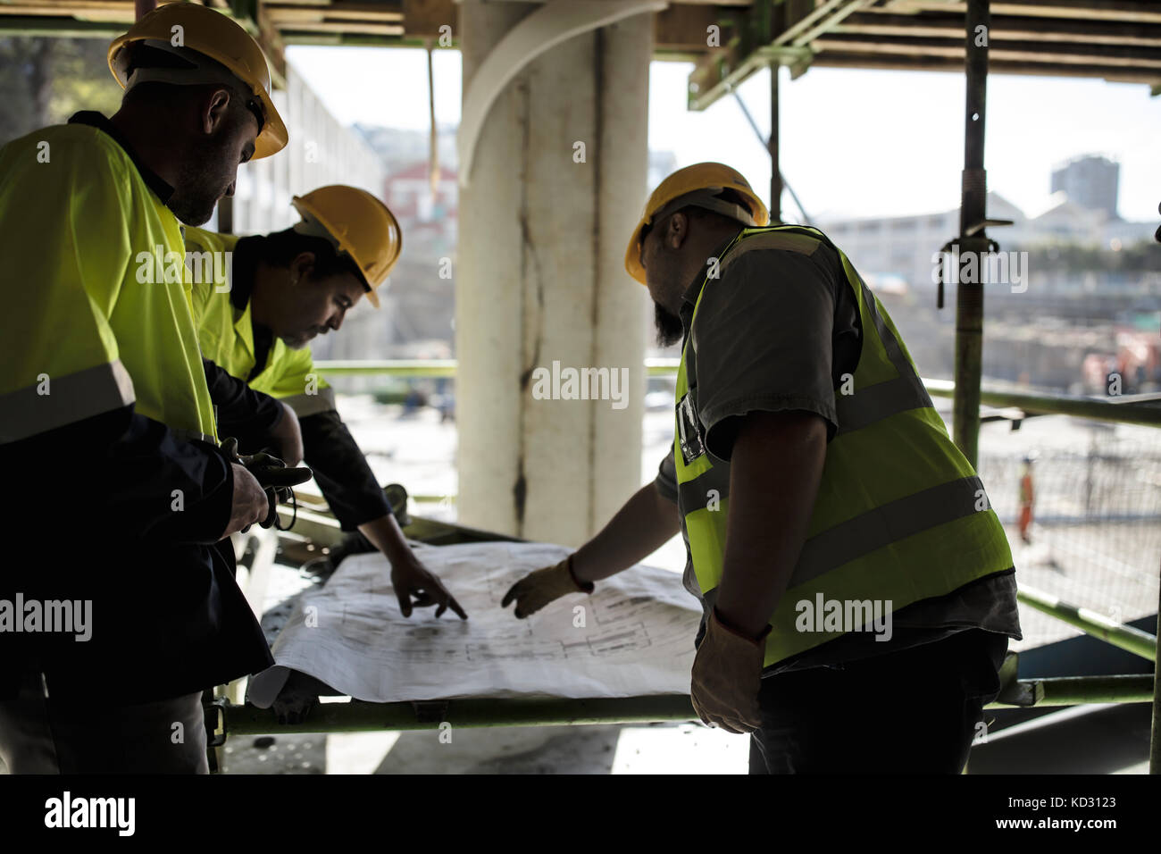 Construction Site Workers And Plans Stock Photos & Construction Site ...