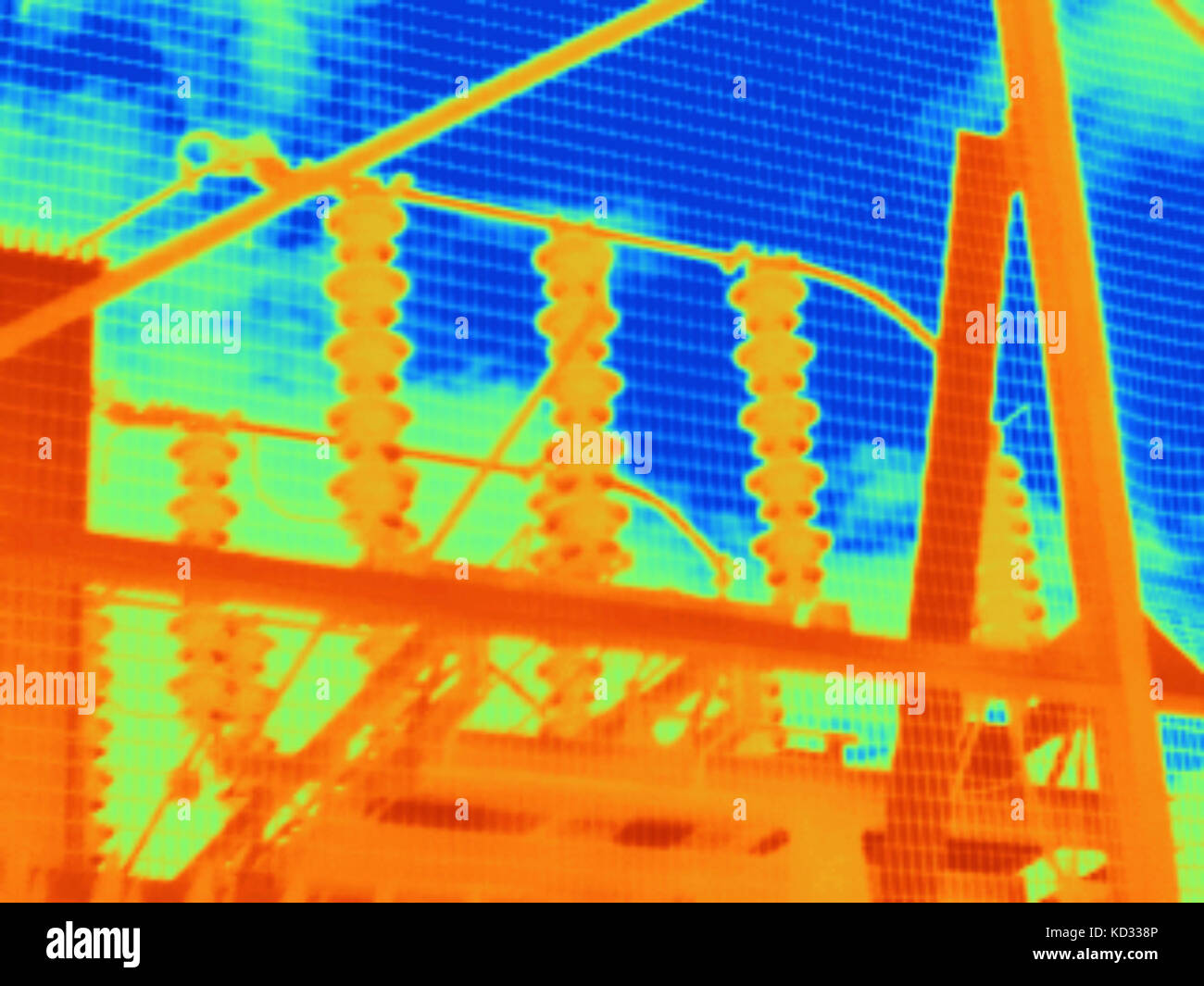 Thermal image of West London power station and associated high voltage ...