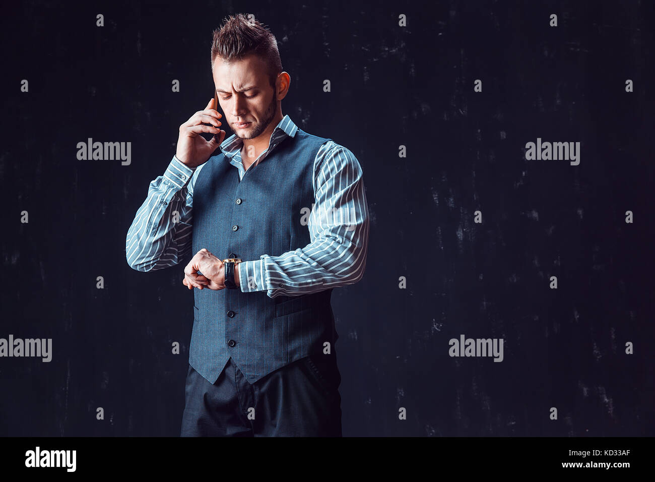 Stylish man talking phone Stock Photo - Alamy