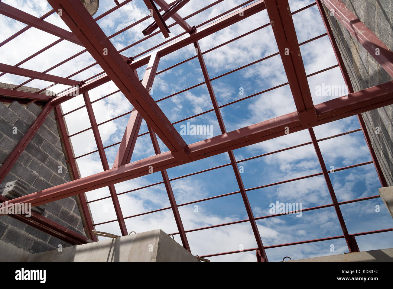 Structural steel roof beam of building residential construction Stock ...